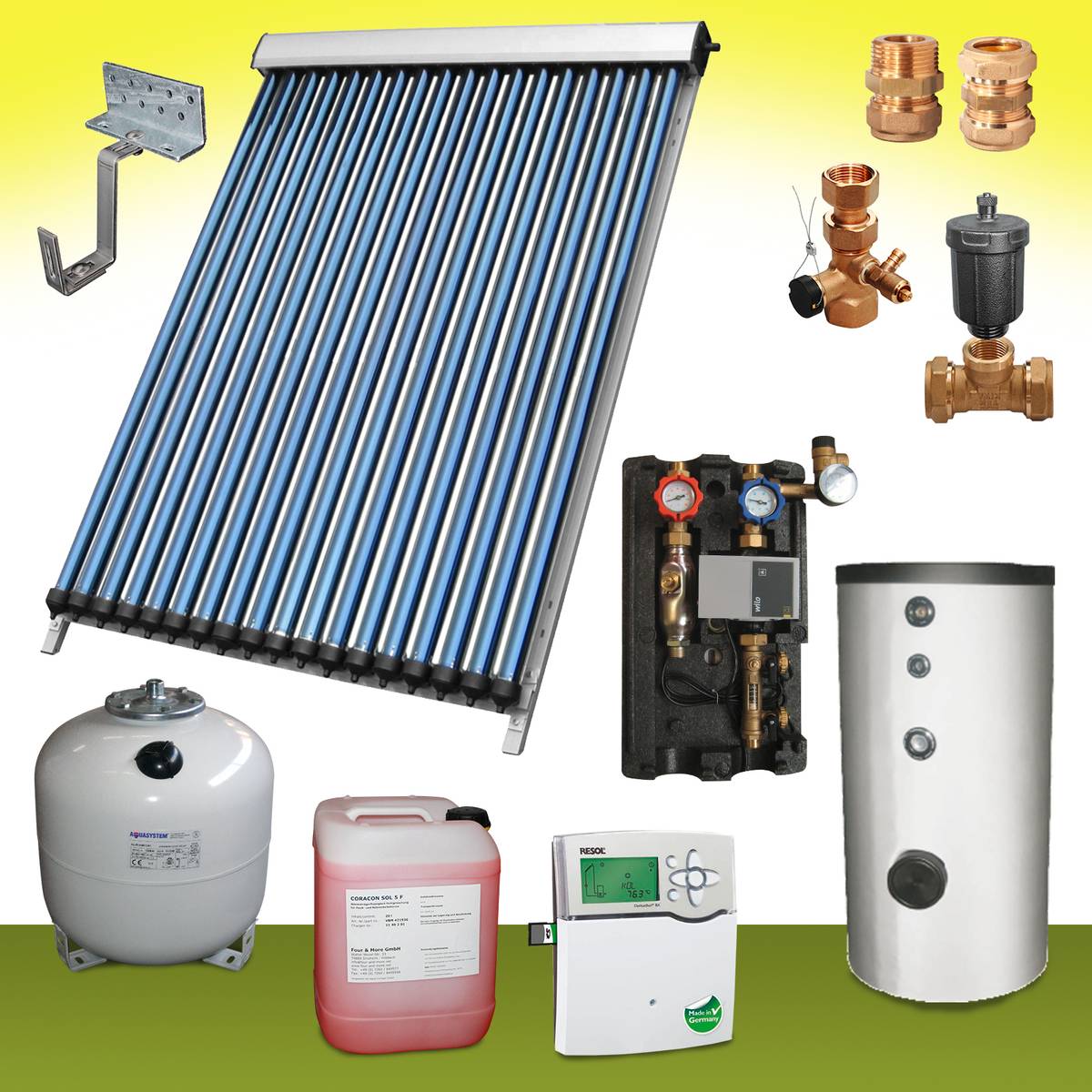 [Paket] Komplettpaket 6,41 m² Solaranlage Warmwasser Speicher 400 Liter ...